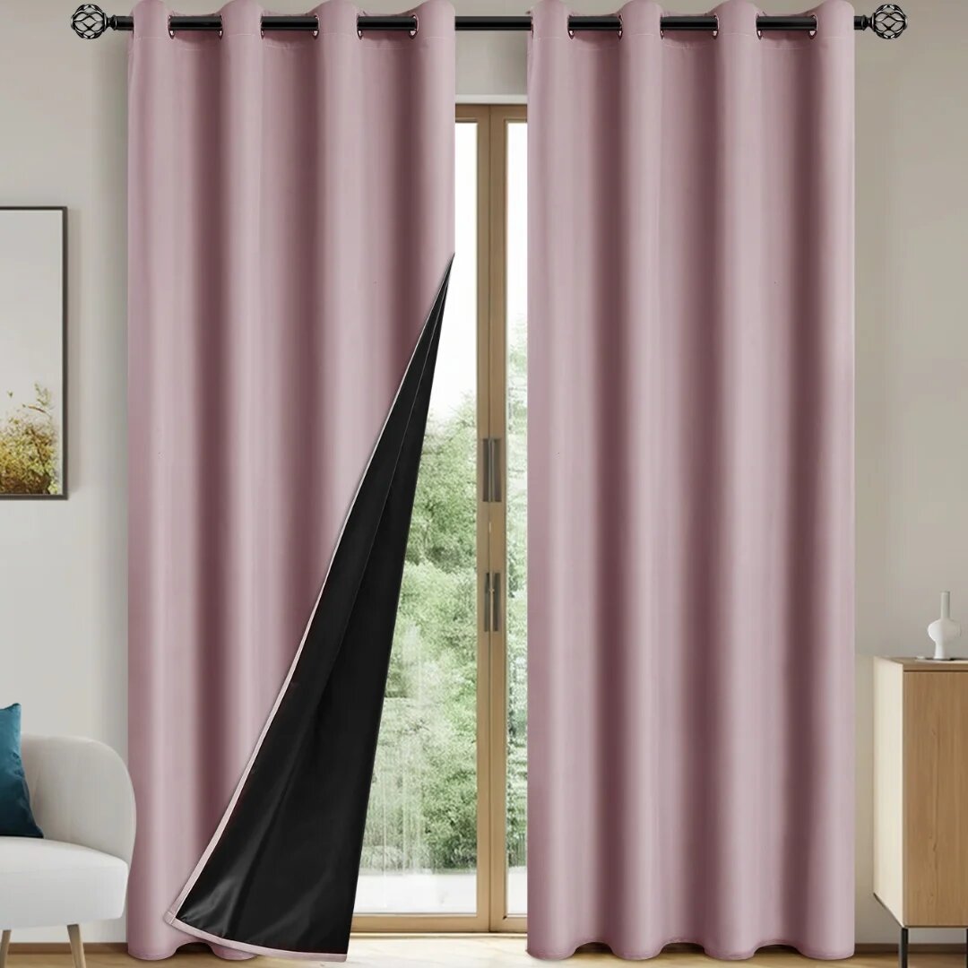 Однотонные шторы из полиэстера 100% blackout 132X213cm, Pink