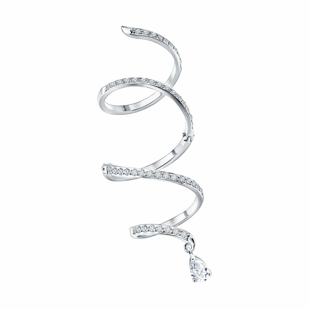 Кольцо, белое золото, 585 проба, бриллиант выращенный