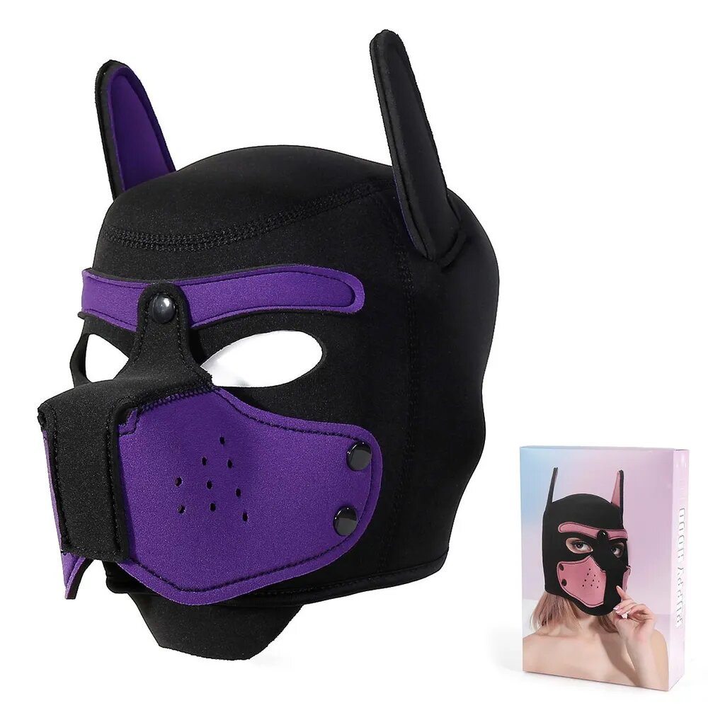 Бдсм маска на голову Puppy Hood (собаки, пса) пет плей тканевая