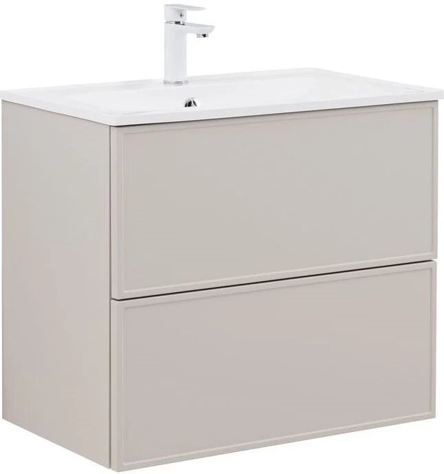 Тумба под раковину без столешницы Aquanet Арт 75 подвесная, бежевая, матовая, из МДФ, тумба для ванной, с ящиками