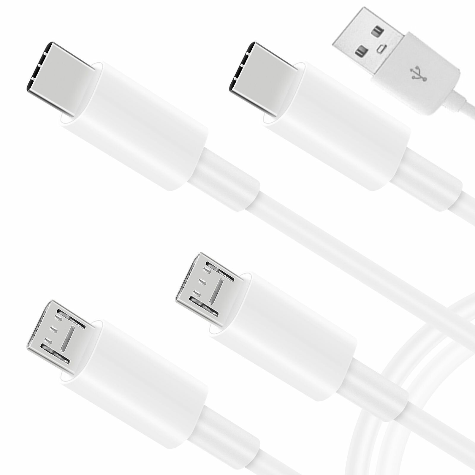 50см 4-в-1 Решение зарядки USB для двойного типа C и кабеля микро-заряда