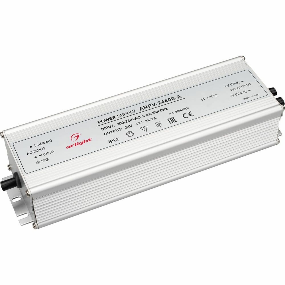 Блок питания ARPV-24400-A (24V, 16.7A, 400W) (ARL, IP67 Металл, 3 года)