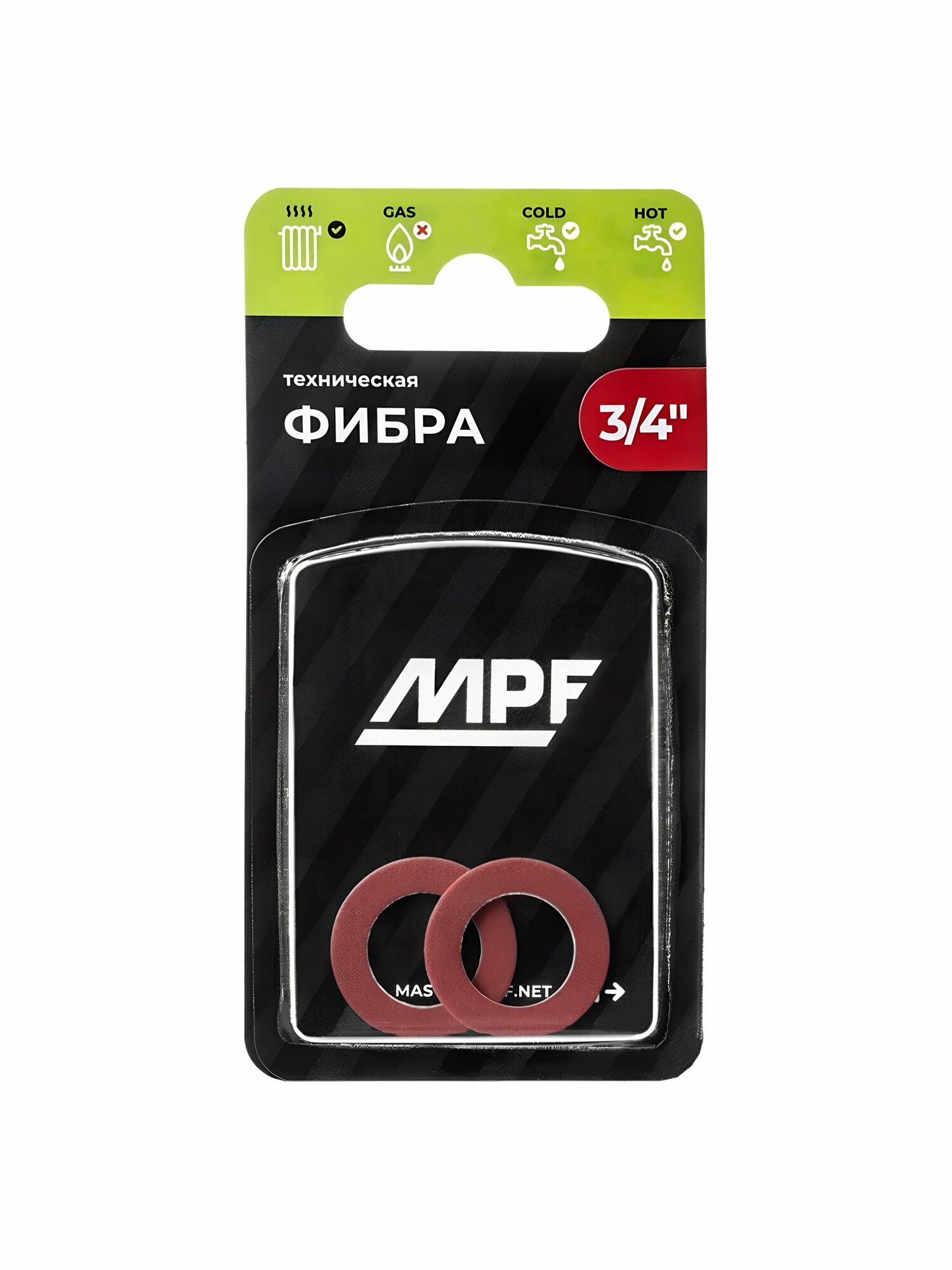 Прокладка сантехническая MasterProf 3/4 дюйма из фибры, 2 штуки в упаковке, надежное уплотнение для труб, ИС.131249