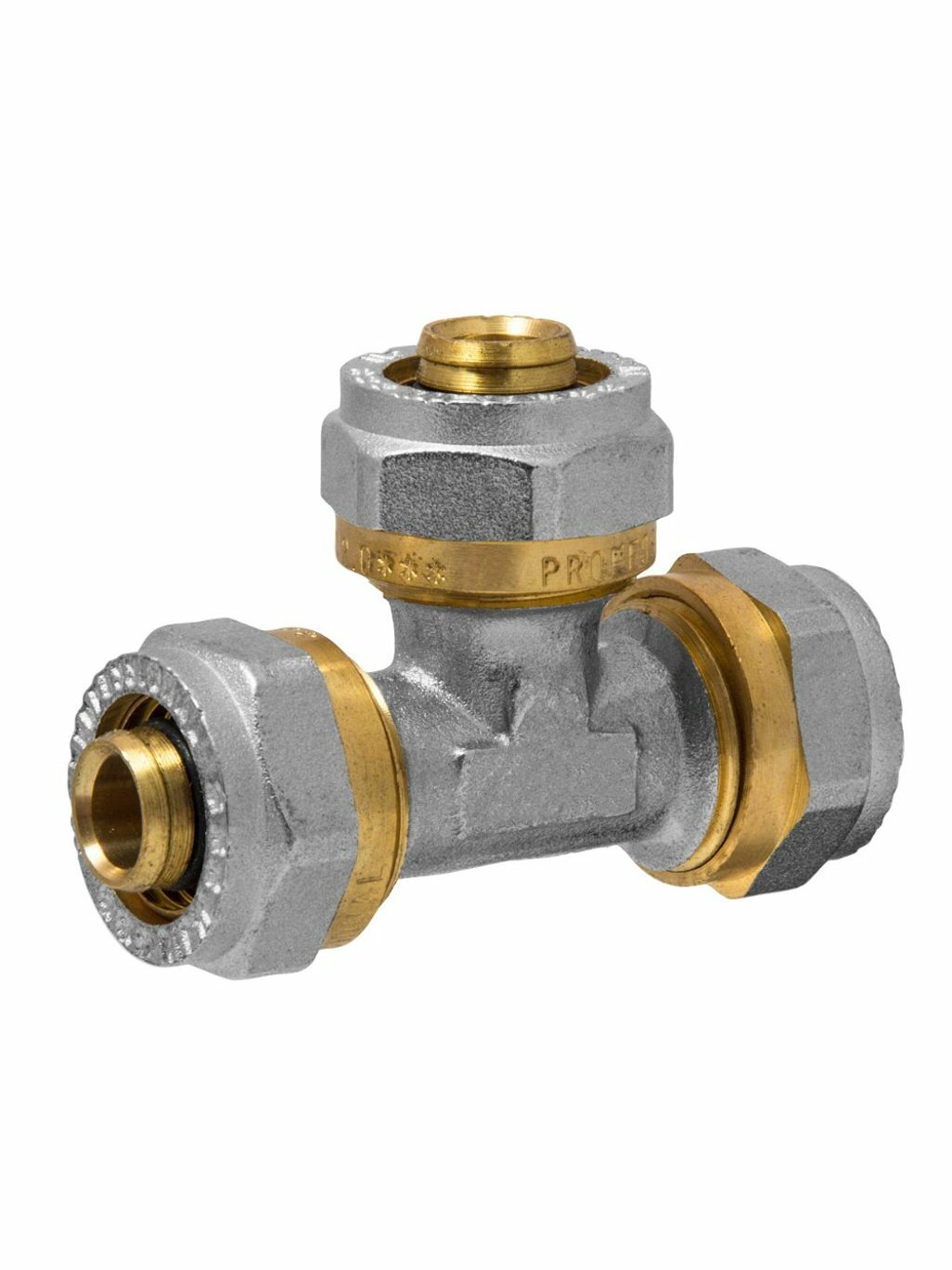 Металлопластиковый тройник MasterProf 16 мм с цангой для инженерной сантехники, артикул ИС.072558, производство Россия.