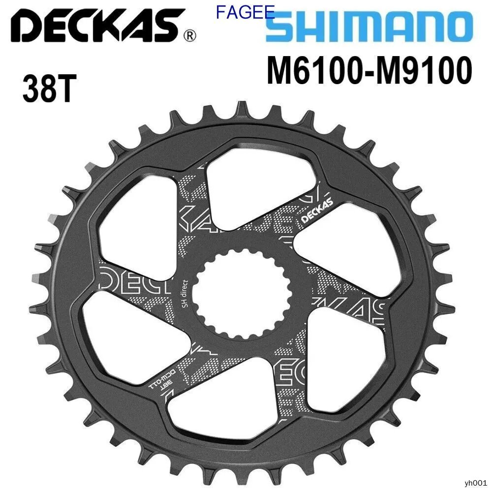 Звезда передняя Deckas 38T Direct Mount Shimano M6100 M7100 M8100 M9100, Narrow Wide, алюминий, цвет черный