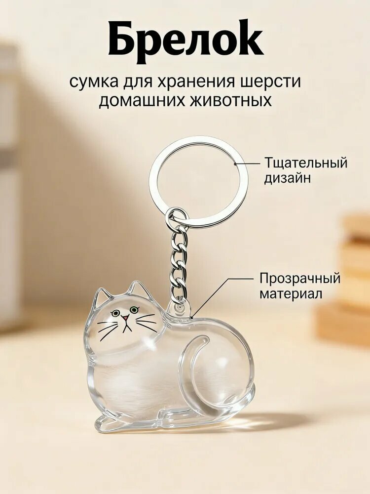 Прозрачный брелок для волос питомца, пластик, для кошек и собак, память о питомце, подарок для любителей животных