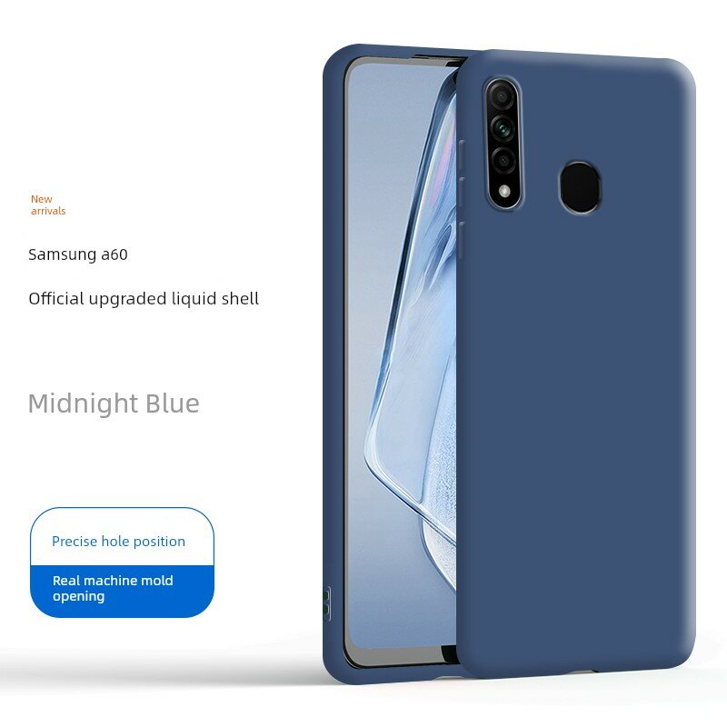 Samsung Galaxy A60 Жидкий силиконовый чехол, полная защита, антицарапина, ударопрочный для SM-A6060, Ночной синий