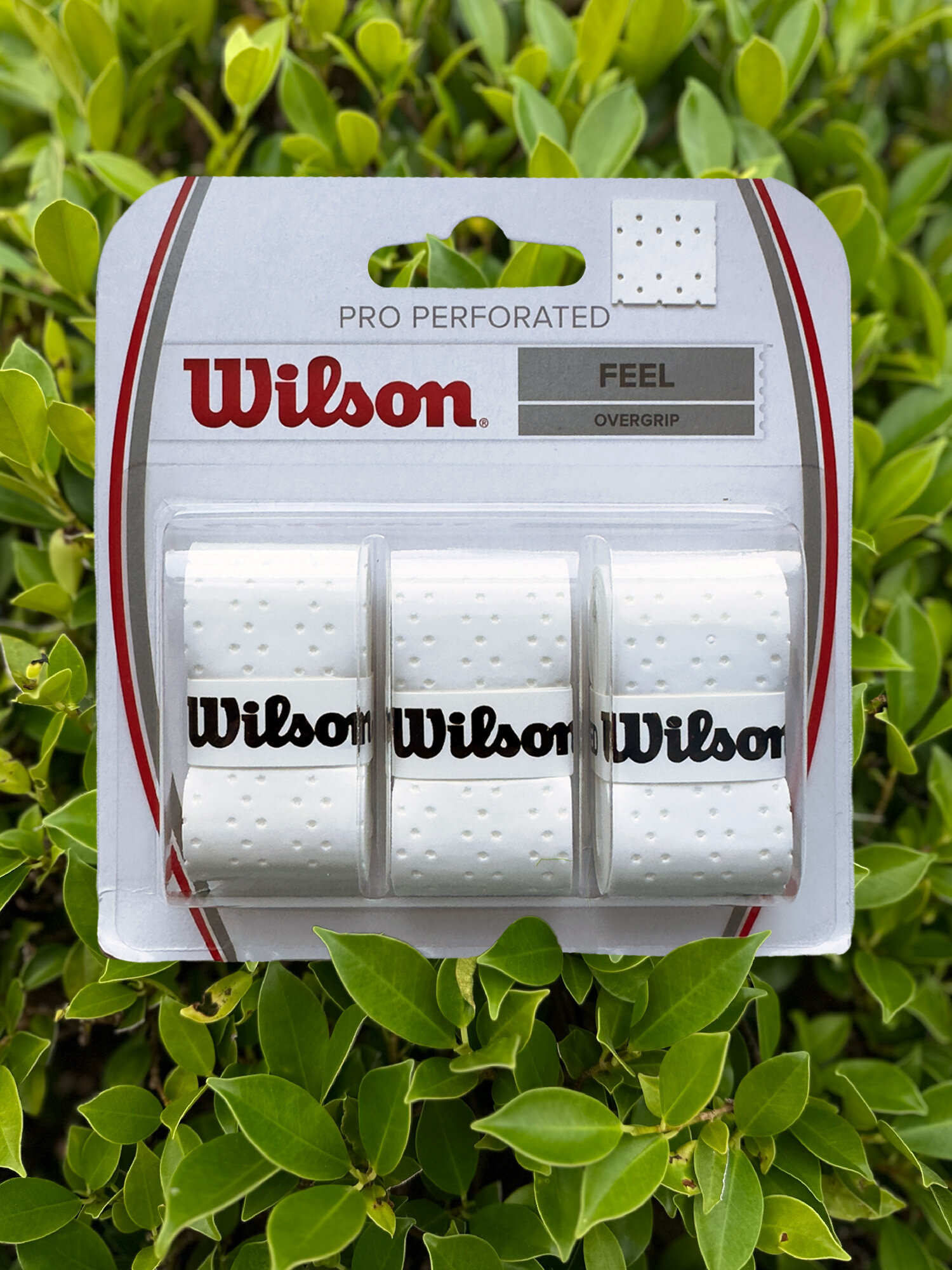 Намотка для теннисной ракетки 3шт Wilson PRO Perforated Овергрип липкий впитывающий с перфорацией (Белый)