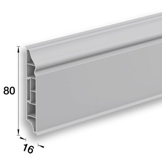 Дюрополимерный плинтус Идеал Дюра 80 мм Фигурный светло-серый 002, 1 шт.