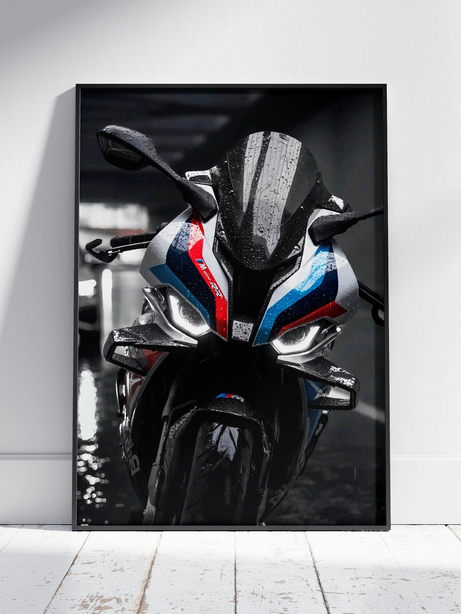Плакат на стену для интерьера Мотоцикл (BMW S1000RR 11) - Постер по мото и байкам формата A4 (21x30 см)