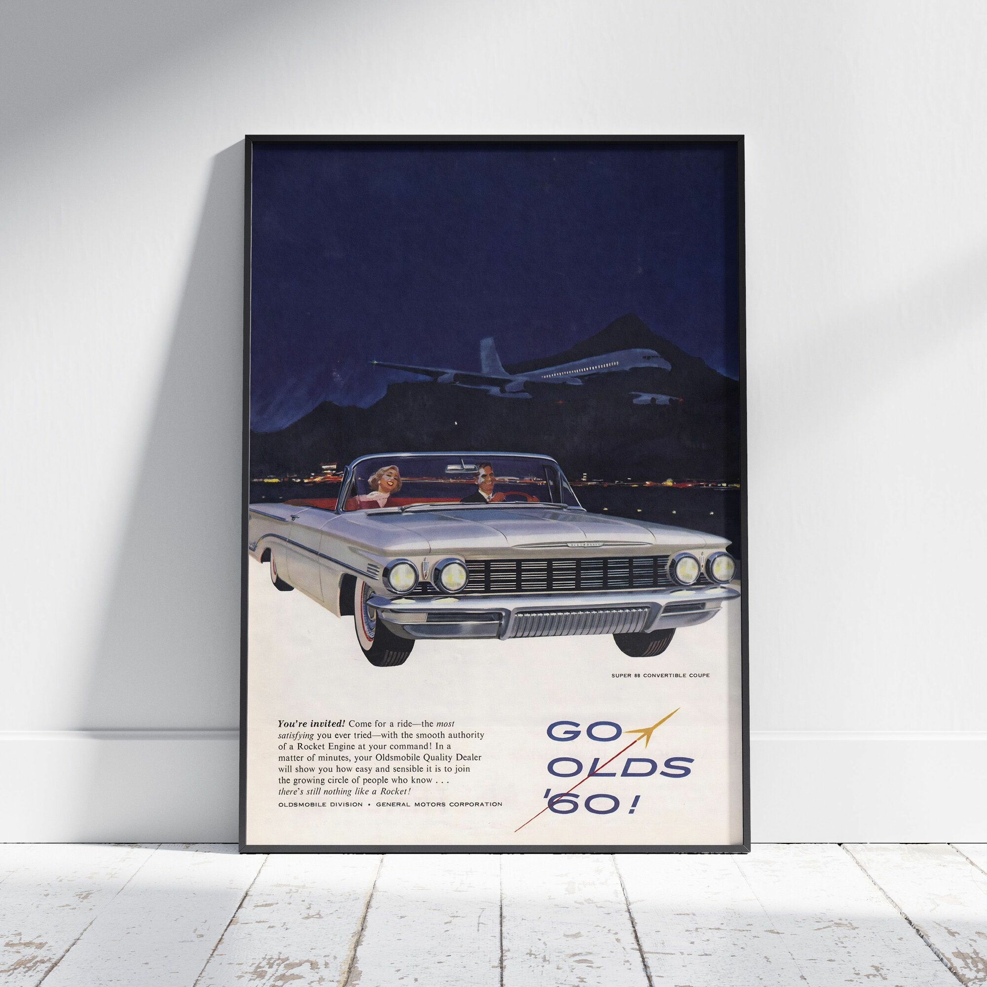 Плакат на стену для интерьера Культовые машины (Oldsmobile Super 88 12) - Постер по легендарным и классическим ретро автомобилям формата А4 (21x30 см)