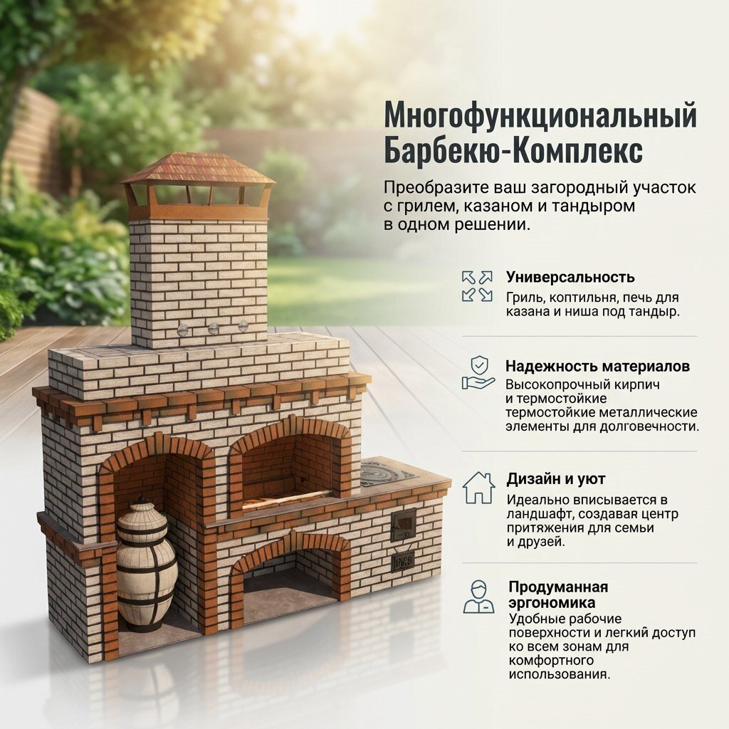 Проект "Майкопский" барбекю с нишей под тандыр с Двойным зубом