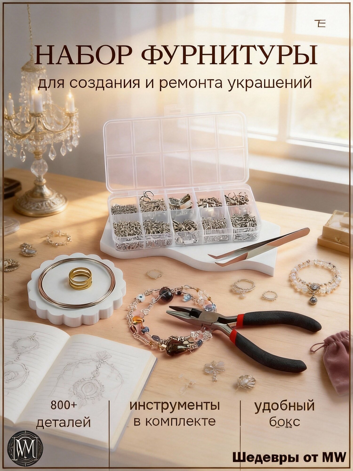 Застежка для бус, набор для создания украшений и аксессуаров для детей и подростков, комплект для плетения браслетов серег и подвесок как подарок для девочки
