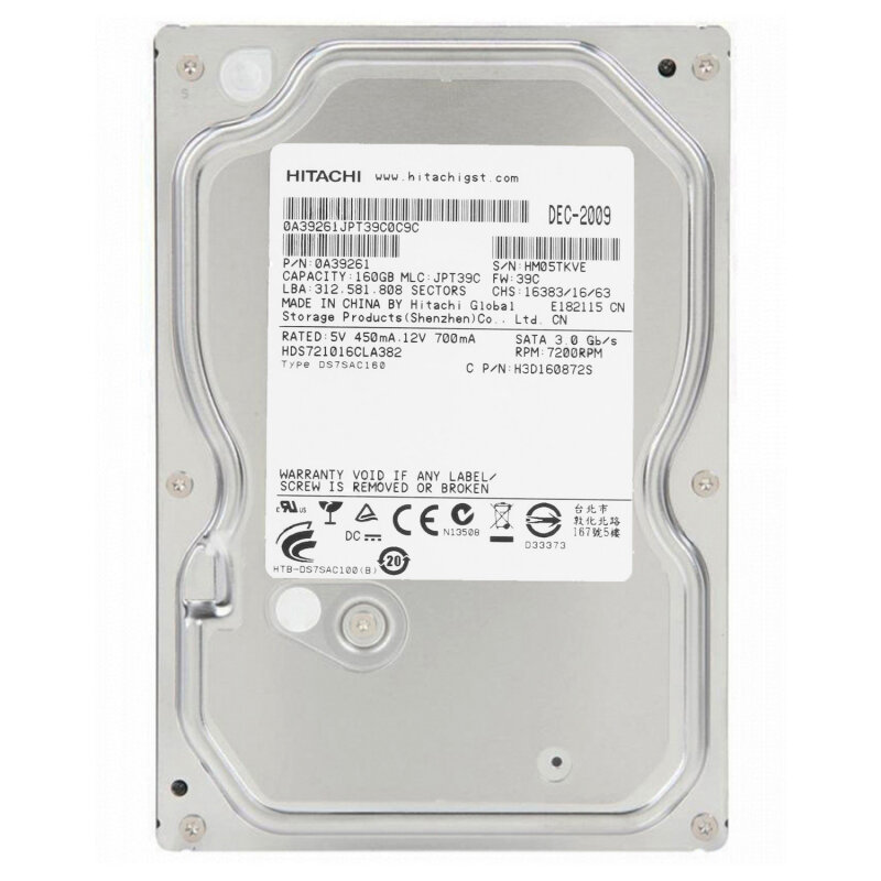 Жесткий диск Hitachi 0A39261 160Gb SATAII 3,5" HDD