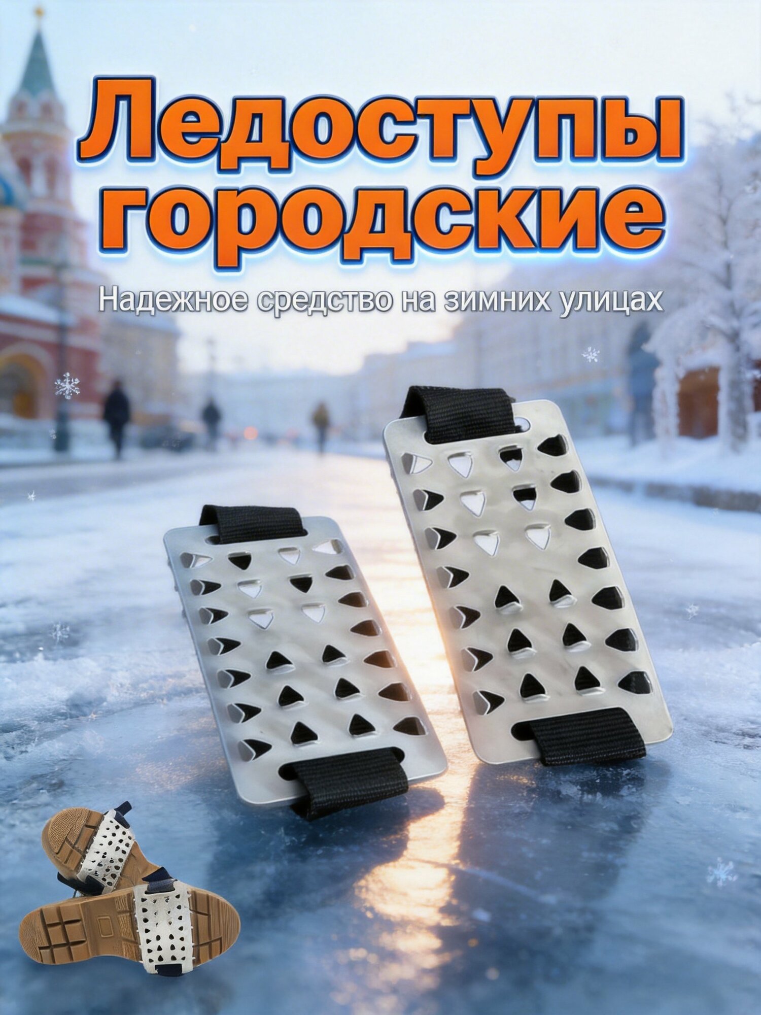 Ледоступы городские, антискользящие насадки на обувь из нейлона и стали, один размер, складные с защитными бахилами для прогулок, походов и зимней рыбалки