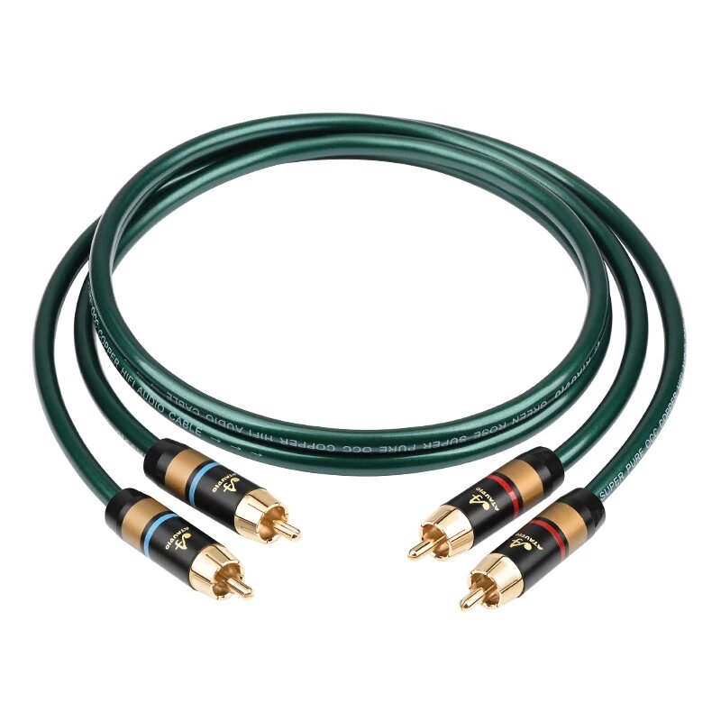 RCA кабель 2RCA-2RCA, 1 м, зеленый