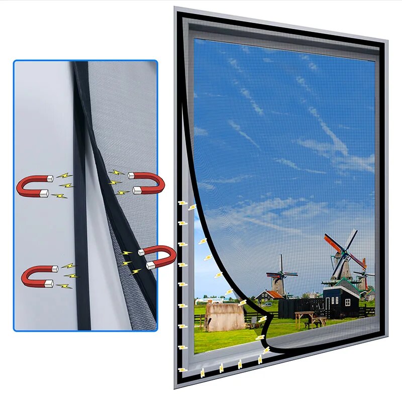 Магнитная противомоскитная сетка DTGJ черная Width 70cm, Height 140cm