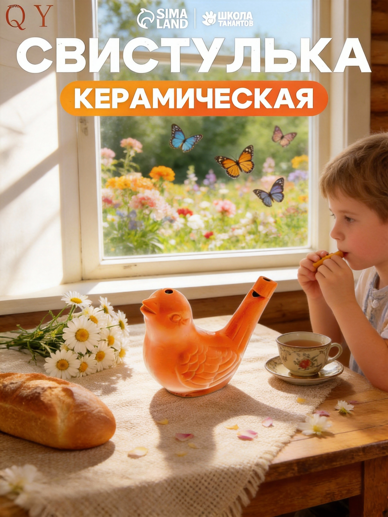 Керамическая свистулька Птичка, для росписи и музыкального развития малышей