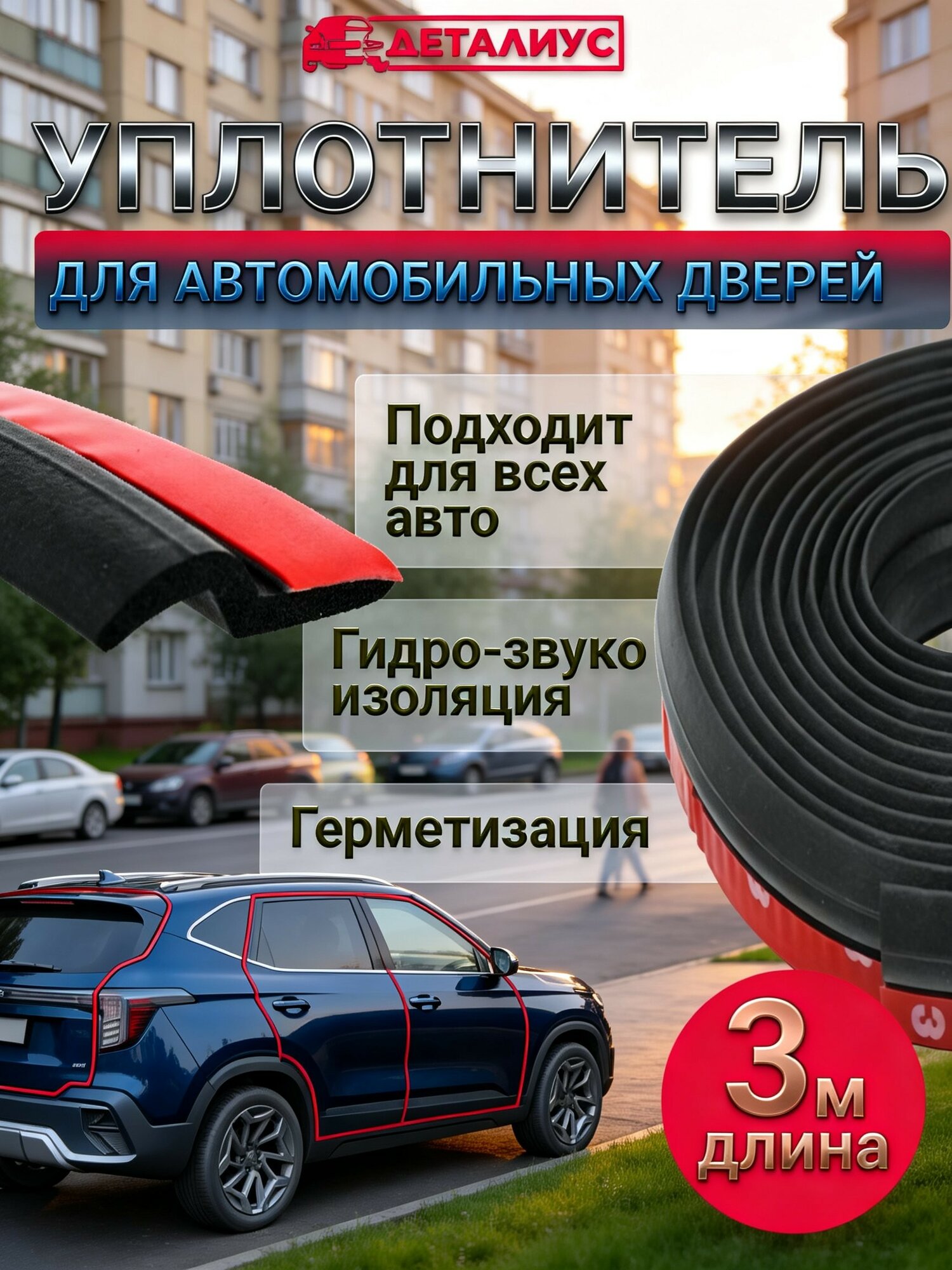 Уплотнитель двери автомобиля Z-образный, универсальный резиновый 300 см для багажника и дверных стыков