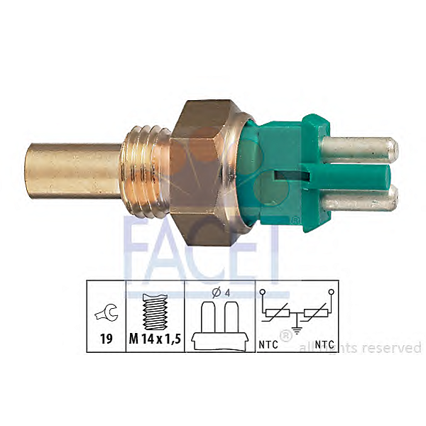 FACET 7.3140 (062919501 / A0085425617) датчик температуры охл. жидк.\ mb w124 3.0d / td 85-93 / w202 2.0d / td 93-00 / 308d / 408d