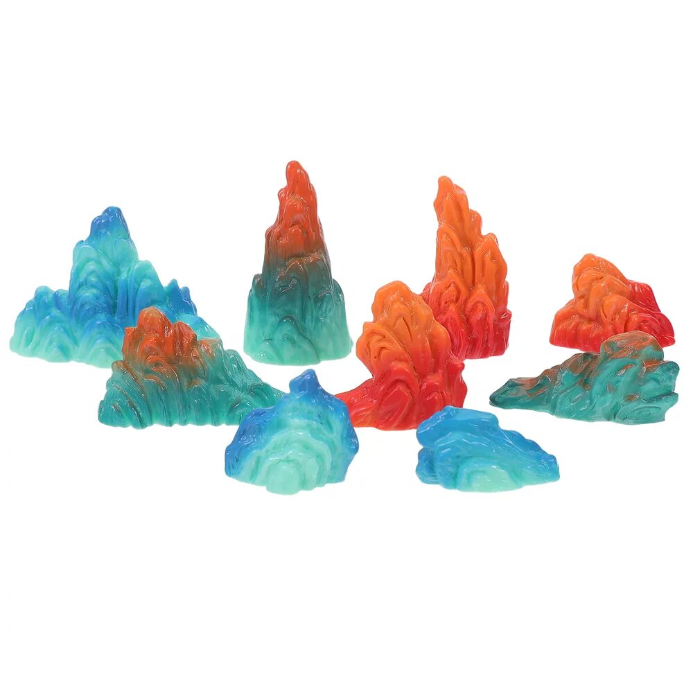 Миниатюрные декоративные скалы из смолы для оформления мини-садов и террариумов, набор из 9 шт