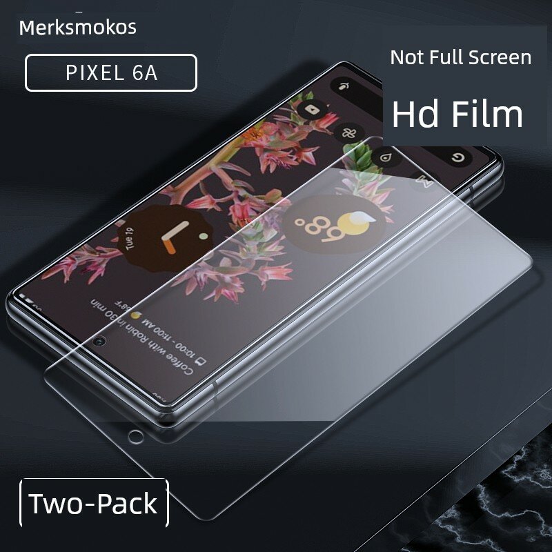 Для Google Pixel 6A, 2-упаковка стеклянного защитного экрана, неполное покрытие, анти-отпечатки
