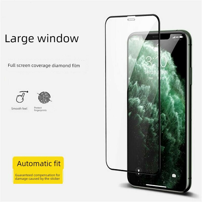 Двойной слой защитного стекла 10H для iPhone 11 Pro Max, черный, высокое разрешение, 1 шт.