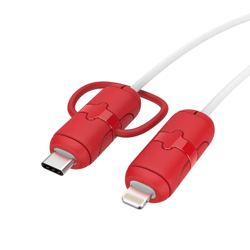 Чехол для кабеля iPhone 18/20W в красном цвете - защищает от изломов, прочный, подходит для зарядных кабелей