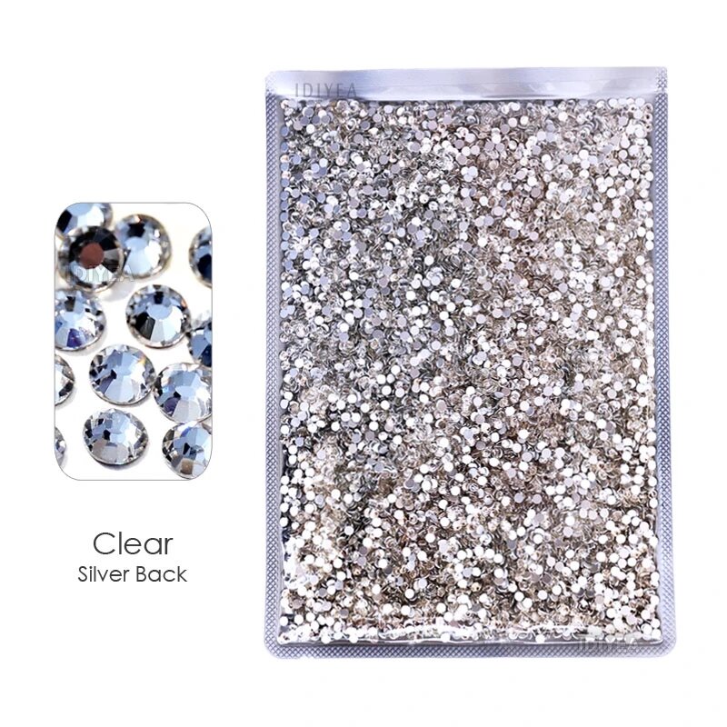 Стразы Clear Silver Back ss16, 14400 шт. IDIYEA