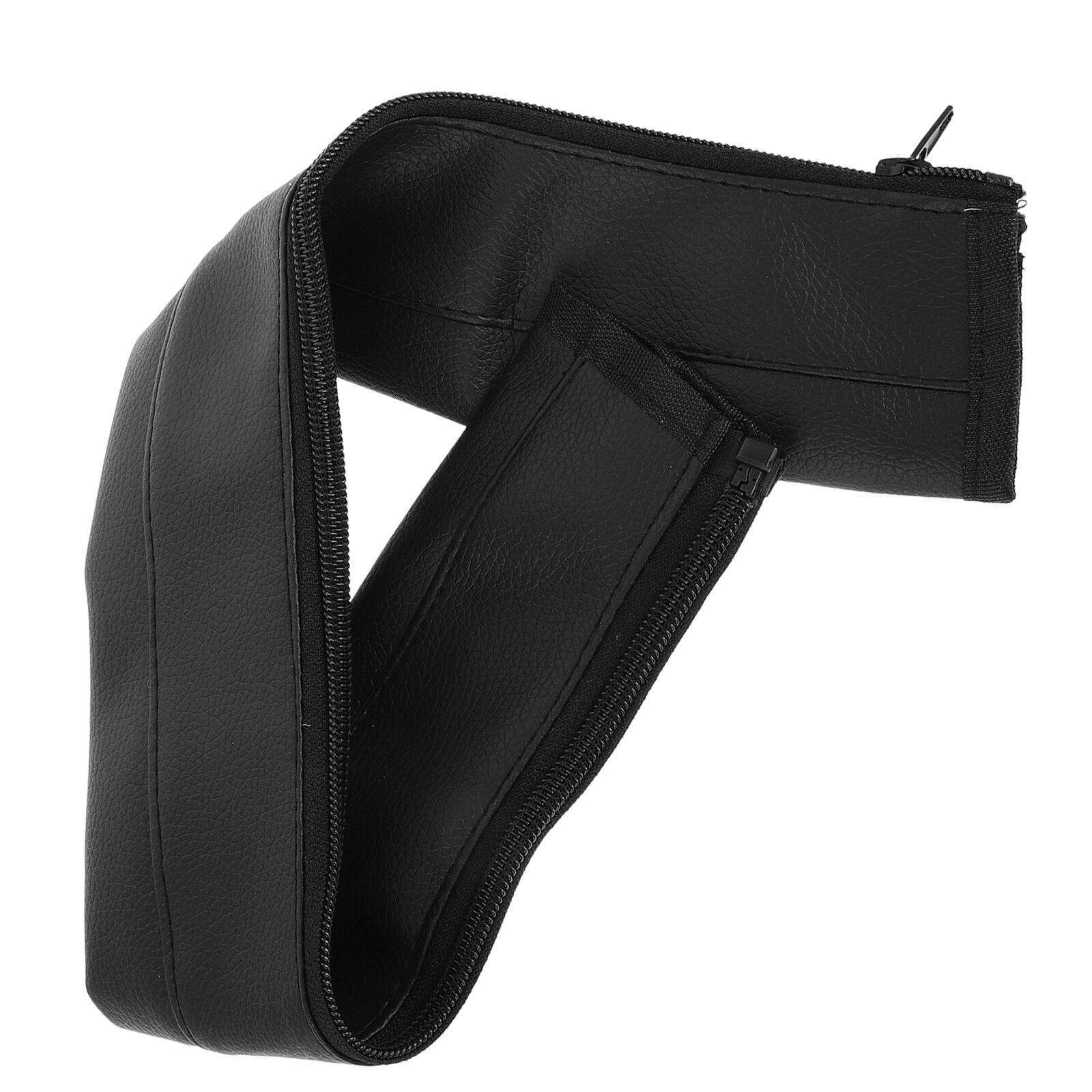 Черный Чехол Для Ручки Коляски Из Надежной Исскуственной Кожи С Застежкой-Молнией 52.00X10.50X0.20Cm