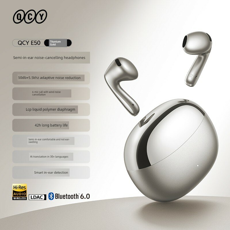 Bluetooth-гарнитура QCY E50, с шумоподавлением, беспроводная, полувнутриканальная, со сверхдолгим временем автономной