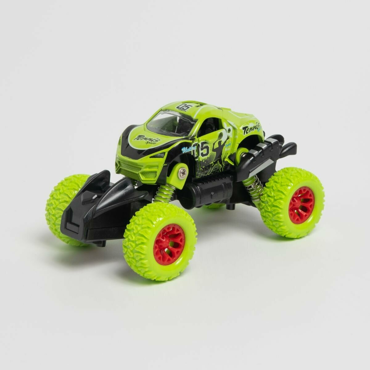 Инерционная металлическая машинка Wincars YK-2205 зеленый с большими колёсами 13 см