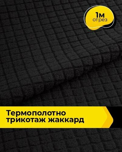Ткань Термополотно трикотаж жаккард для шитья одежды и рукоделия, отрез 1 м*150 см, цвет черный