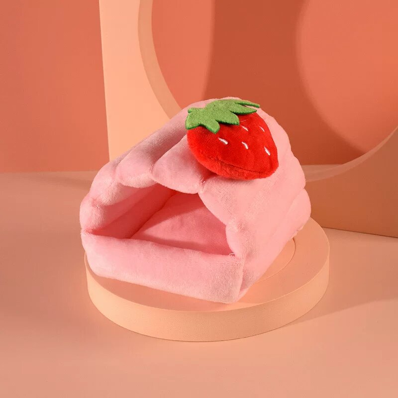 Средняя розовая корзина с клубникой, 15x15x13 см, подходит для сахарных летучих мышей и ежей зимний уют