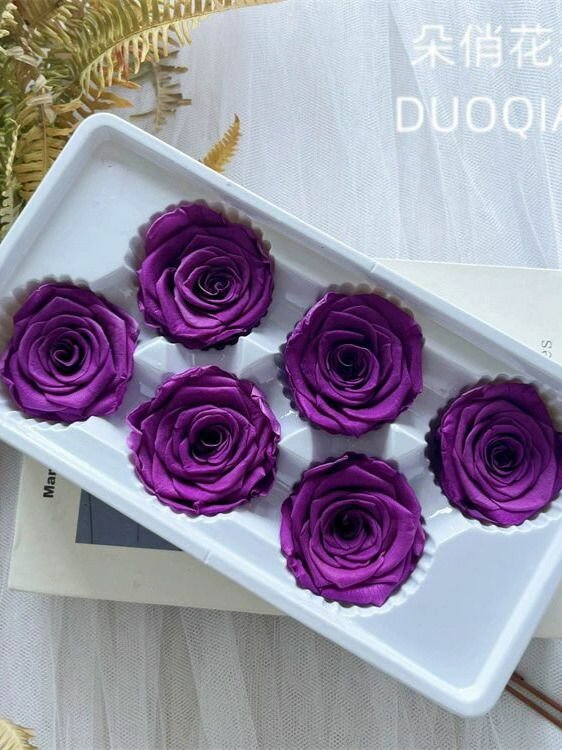 ROZASHOP Стабилизированные цветы Пионовидная роза 6 см 6 шт фиолетовый