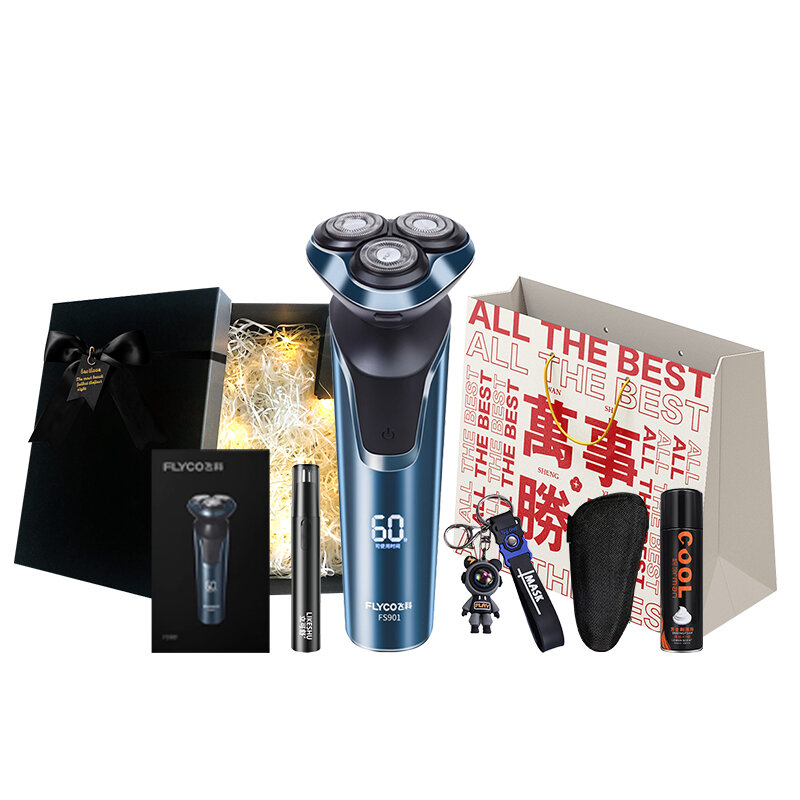 Электробритва мужская FLYCO FS901, FS901 Wishing You Success Box (Nose Hair Trimmer & Shaving Foam)
