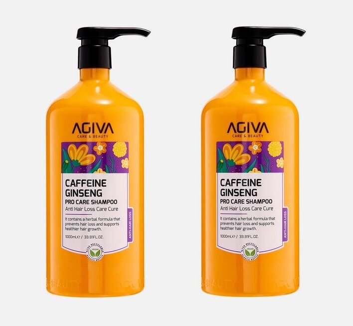 AGİVA Шампунь для ослабленных волос Caffeine Ginseng Pro Care, 1000 мл - 2 штуки