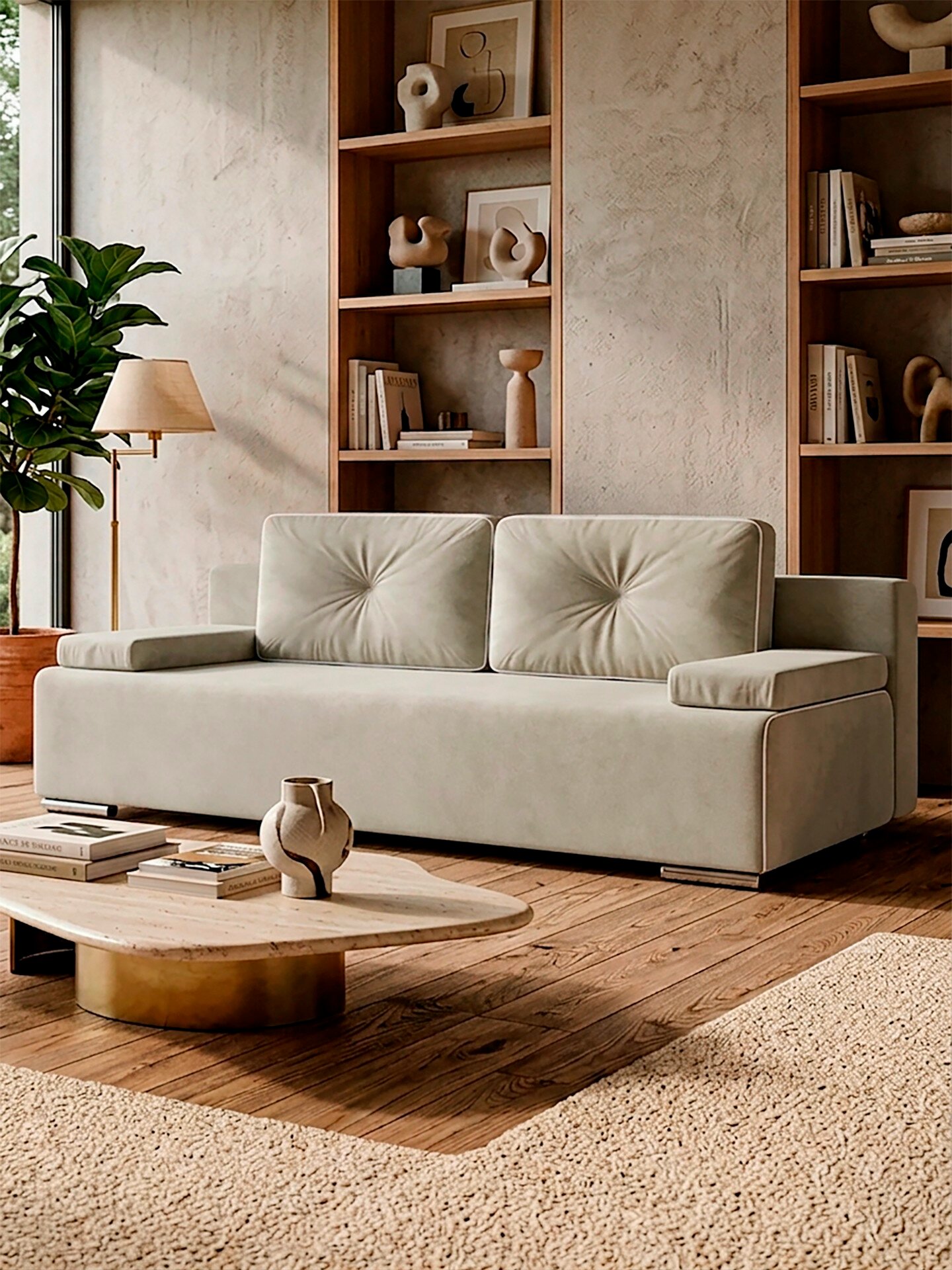 Диван Фрог Лайт Velutto 16 NOW 200x91x80 см, серый Велютто, еврокнижка Фиеста