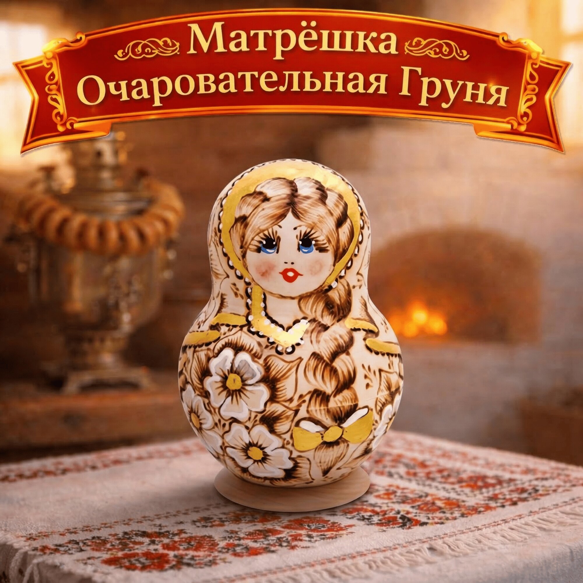Матрешка "Очаровательная Груня", дерево, ручная роспись, высота 11 см
