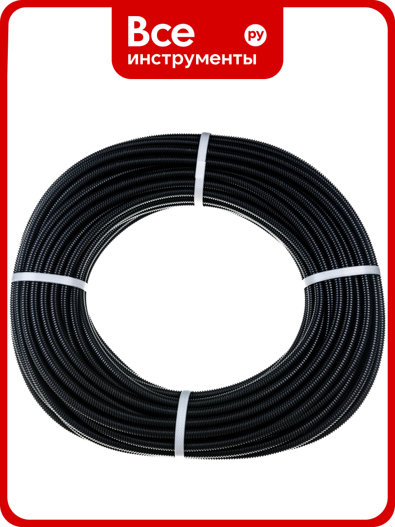 Гофрированная труба DKC DN 10 мм, V2, Dвн 9,7 мм, Dнар 13,00 мм, 50м PA601013F2 для открытой прокладки