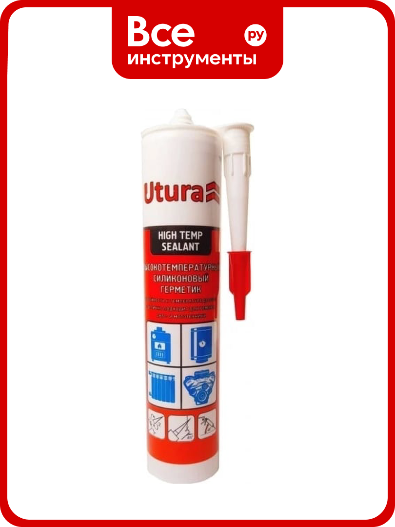Герметик силиконовый высокотемпературный Utura красный, 280 ml УТ000008907