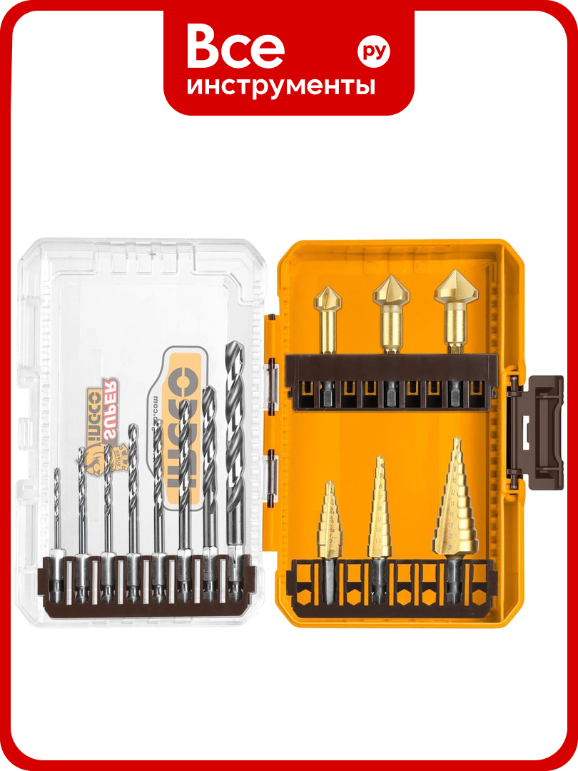 Набор сверл INGCO INDUSTRIAL AKDL61401, HSS, шестигранный хвостовик, 14шт