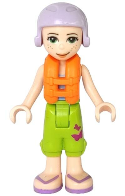 Минифигурка Lego frnd0337 Friends Mia - Lime Cropped Trousers, Medium Blue Top with 3 Butterflies, Lavender Ski Helmet with Dark Red Hair, Life Jacket