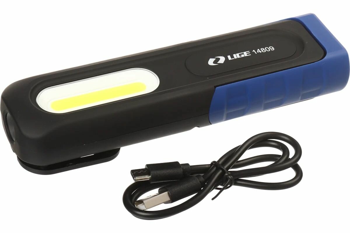 Фонарь аккумуляторныйLIGE (180, 5W, COB 7000K, 450 Lumen, 3.7V, 2000mAh, Type-C) LG-14809