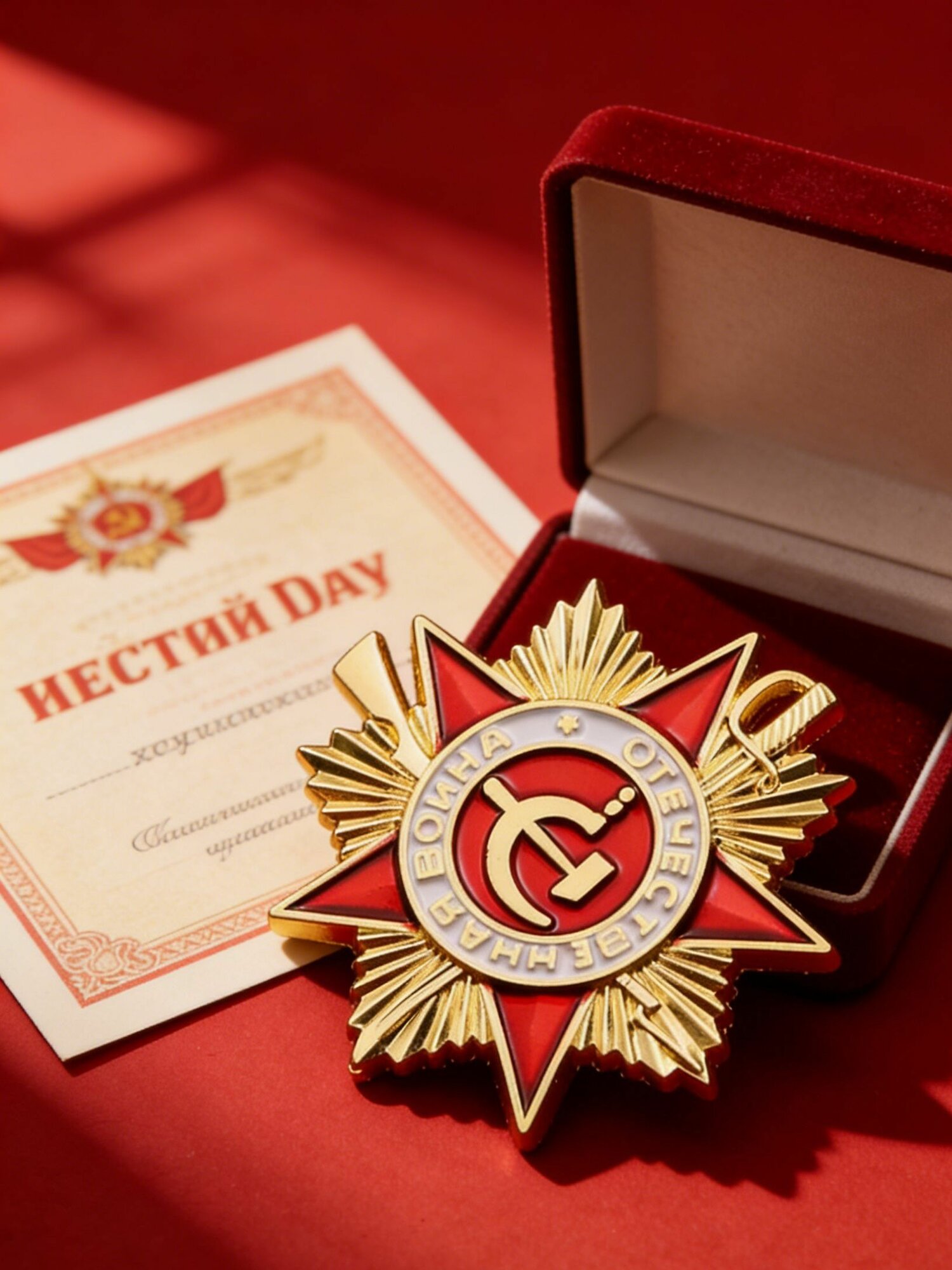 Значок в виде броши ко Дню Победы