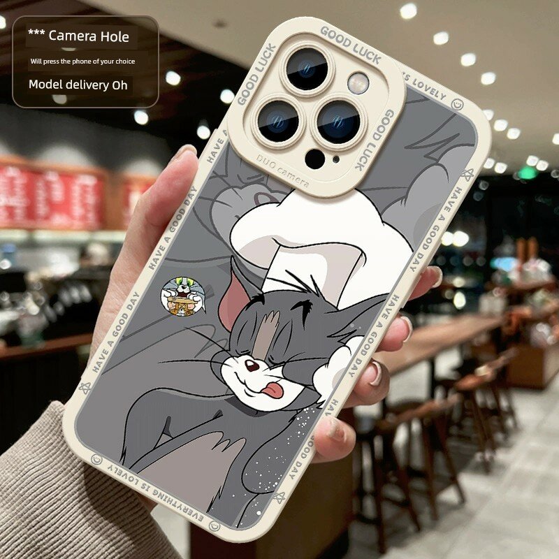 Мягкий силиконовый чехол для Huawei Pura 70 с рисунком повара Тома кота в античном белом цвете