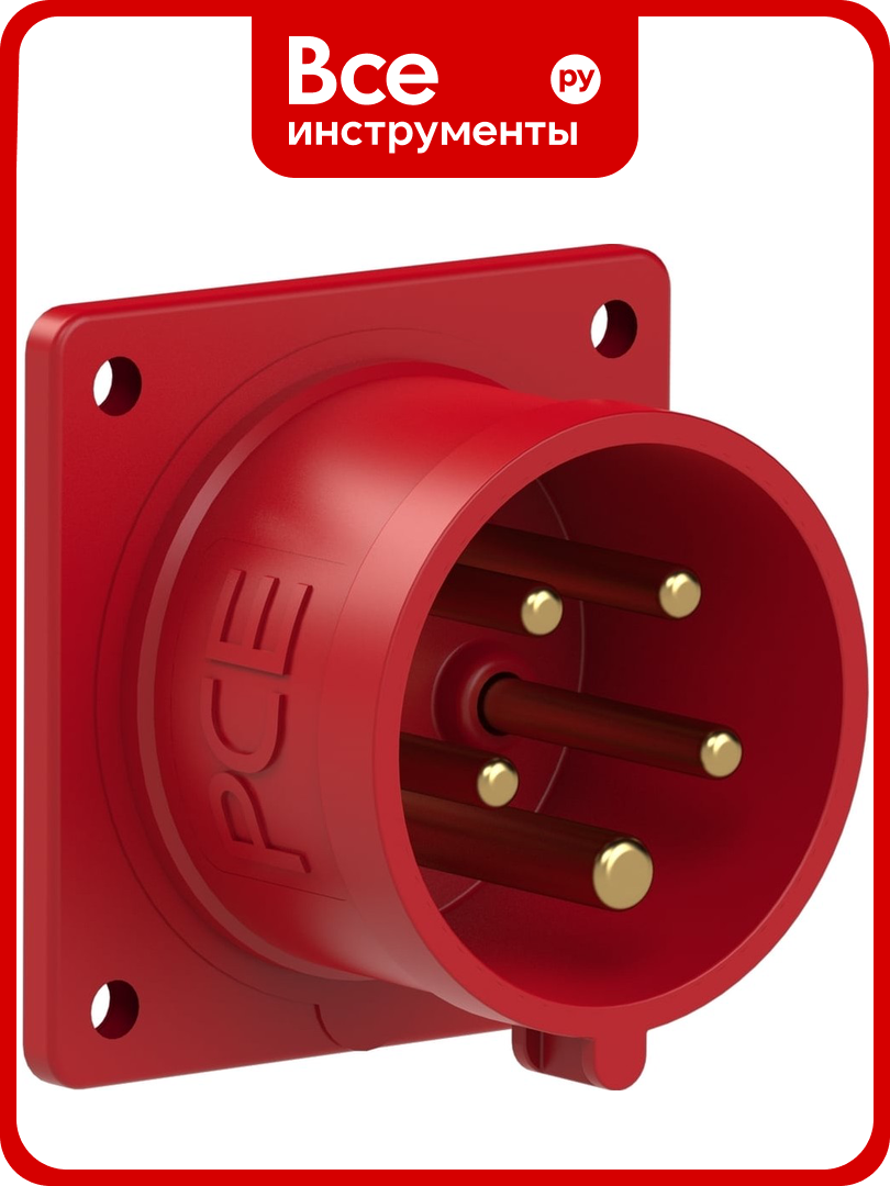 Встраиваемая вилка PCE 32А 400V 3P+N+E IP44 625-6