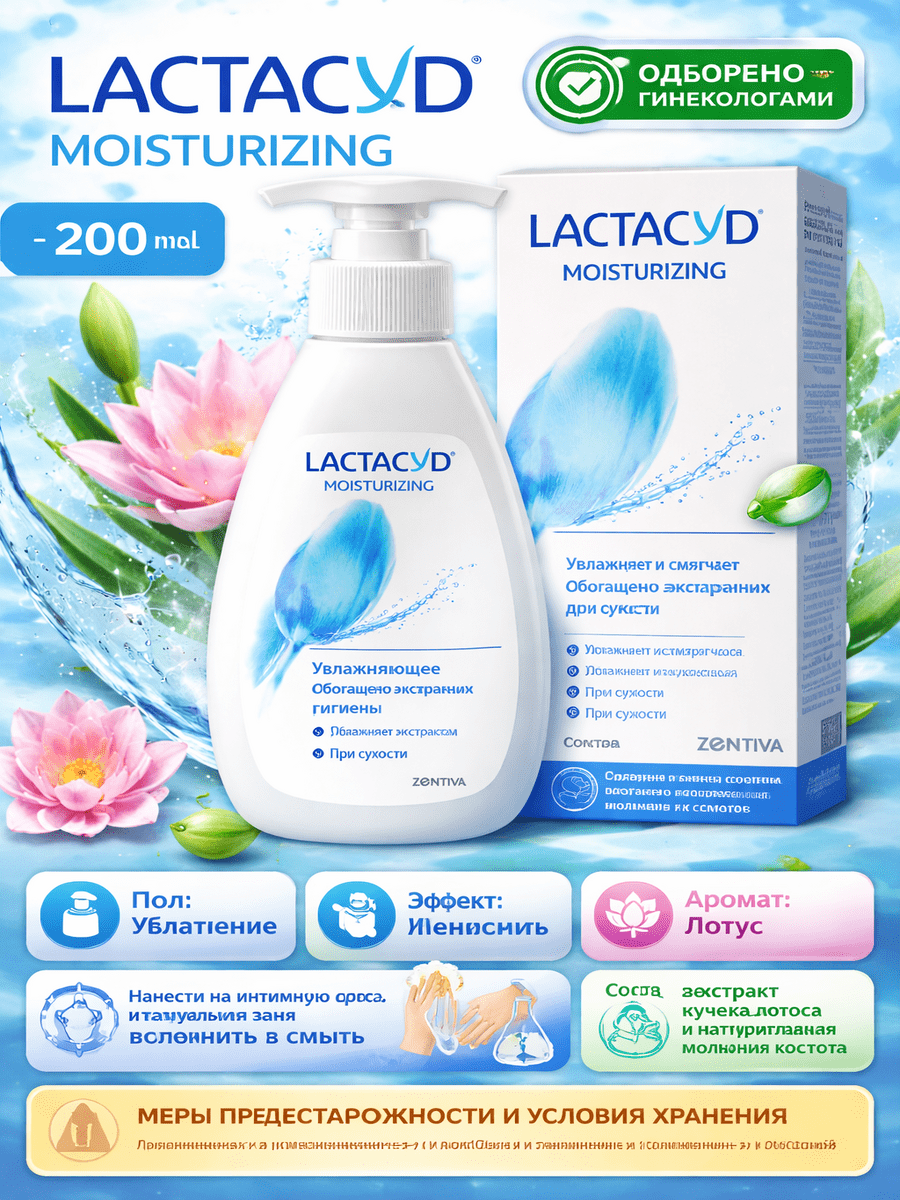 Средство для интимной гигиены Lactacyd Moisturizing Увлажняющий гель, 200мл