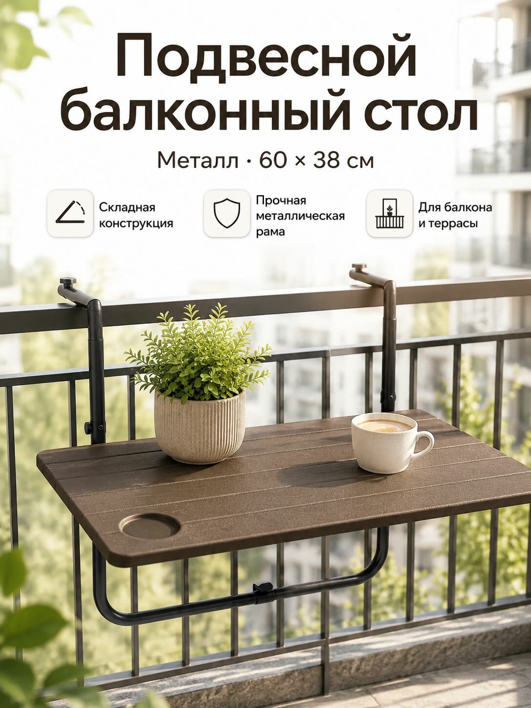 Садовый стол, Металл 60х40