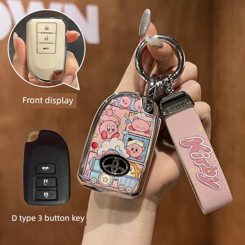 Ключен для Toyota Camry, Corolla, RAV4 - D-стиль 3 кнопки с длинным кожаным ремешком, премиум